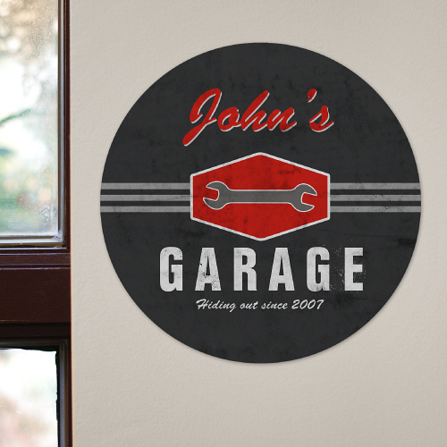 Personalized My Garage Wall Sign-Custom Round Wall Sign | GiftsForYouNow