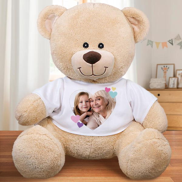 Personalized Teddy Bear with Heart-Shaped Photo