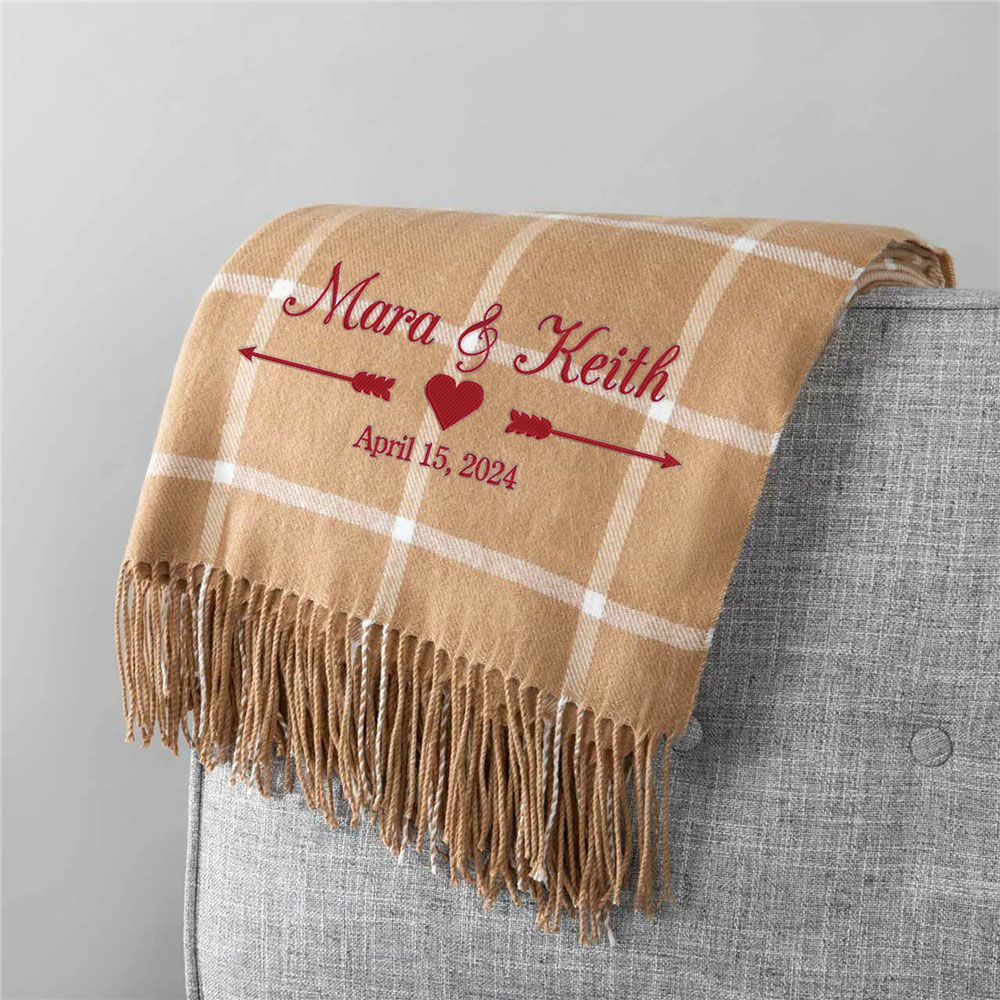 Windowpane Blanket Personalized With Couple's Anniversary