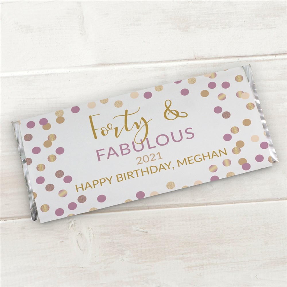 Personalized Pink, Purple & Gold Confetti Candy Bar Wrappers