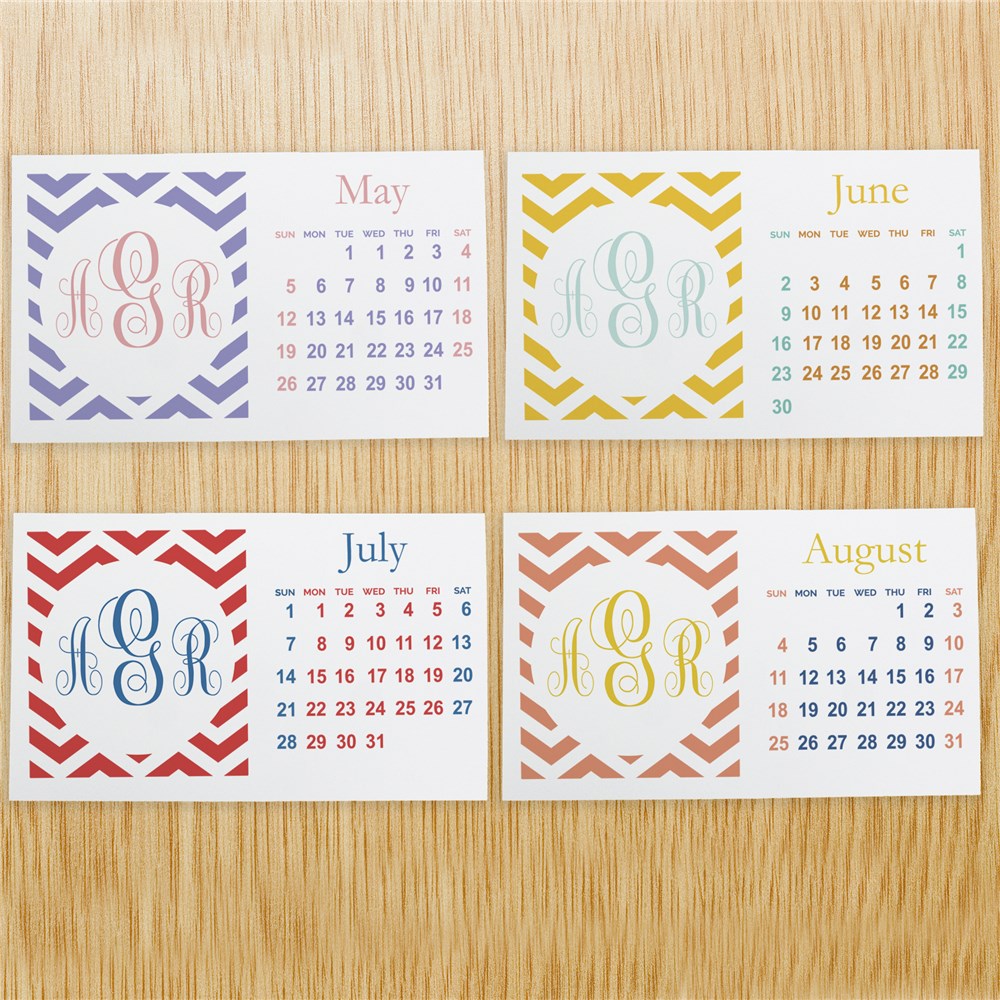 Personalized Chevron Monogram Desk Calendar | GiftsForYouNow