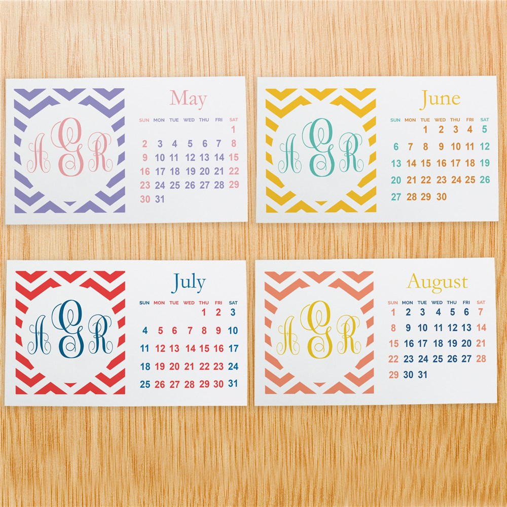 Personalized Chevron Monogram Desk Calendar | GiftsForYouNow