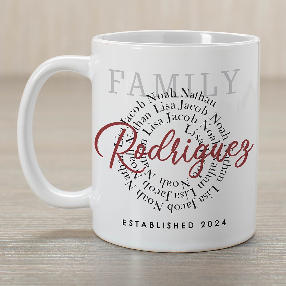 Personalized Family Spiral Word Art Coffee Mug