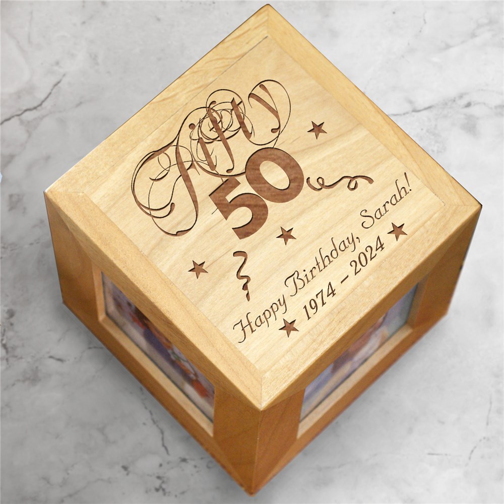 Engraved Happy Birthday Photo Cube | Engraved Birthday Picture Cube