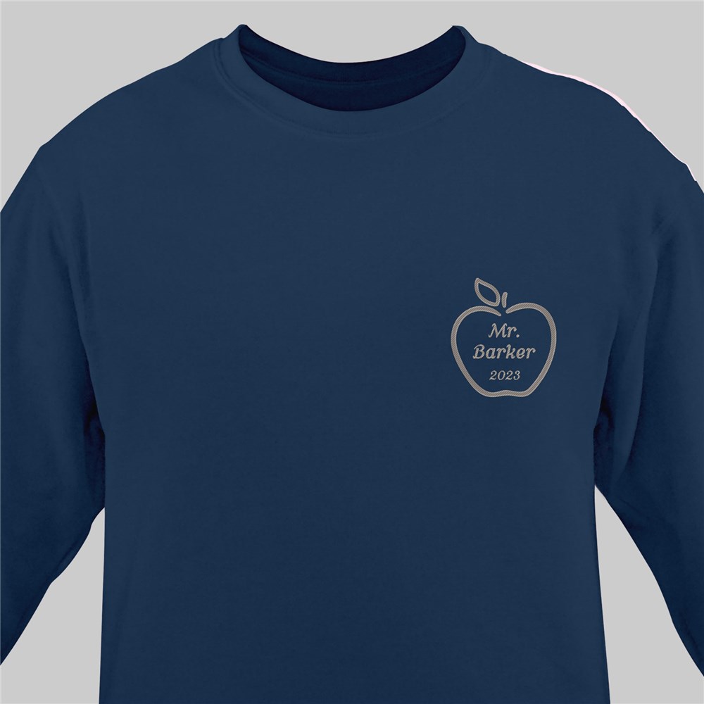 Embroidered Teacher Apple Sweatshirt