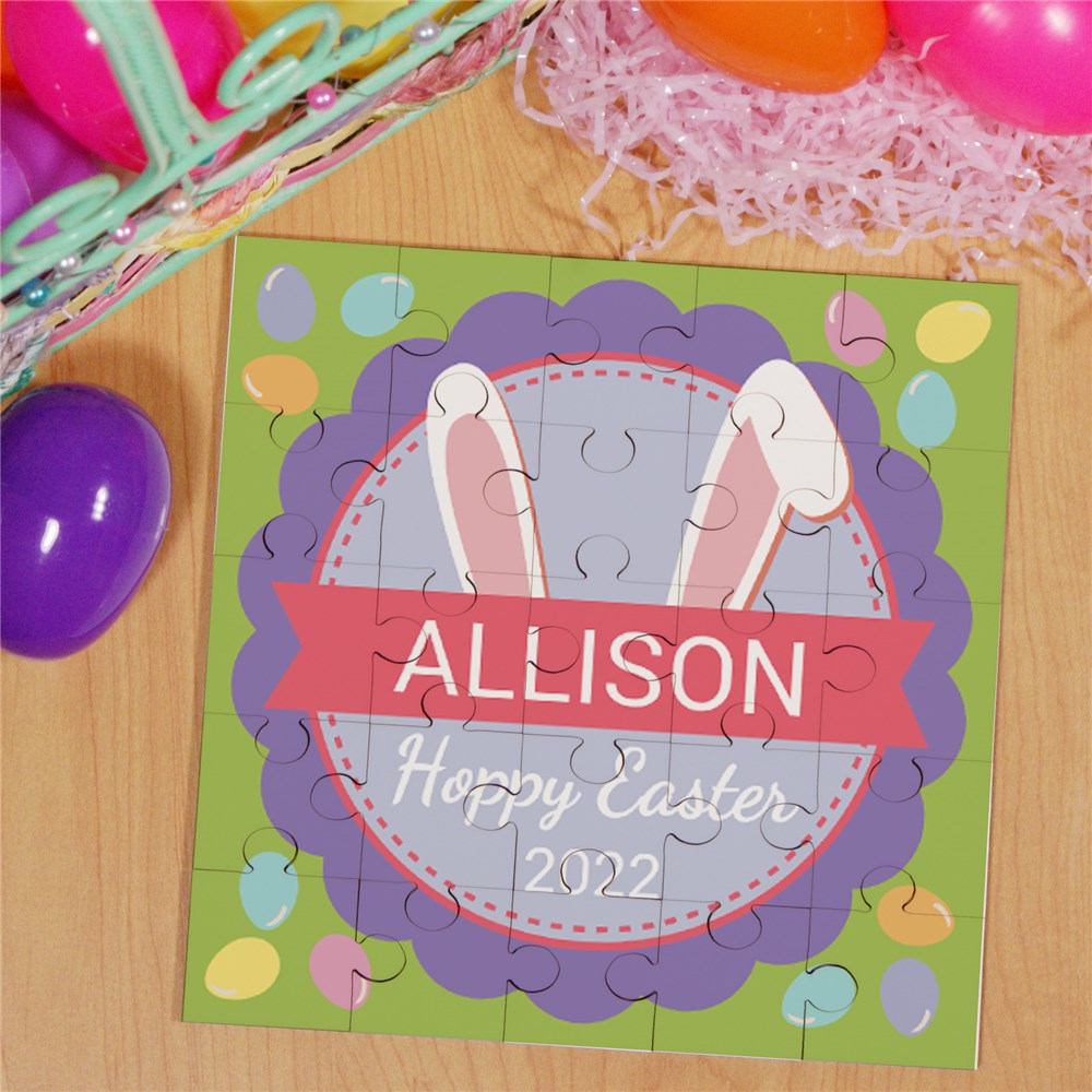 Bunny Ears Kids Personalized Puzzle | GiftsForYouNow