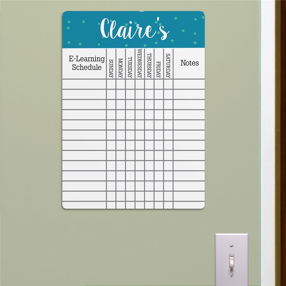 Personalized Polka Dot Learning Chart Dry Erase Board