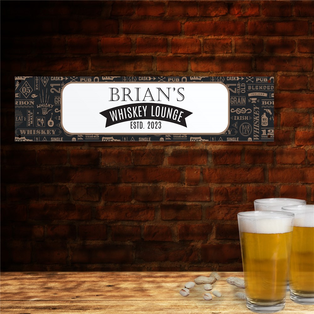 Personalized Whiskey Lounge Wall Sign with Name and Year