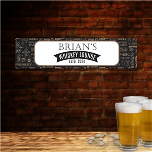 Personalized Whiskey Lounge Wall Sign with Name and Year