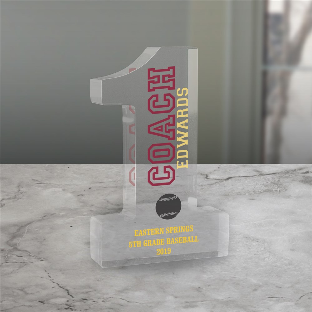 Personalized Number One Coach Acrylic Keepsake | GiftsForYouNow