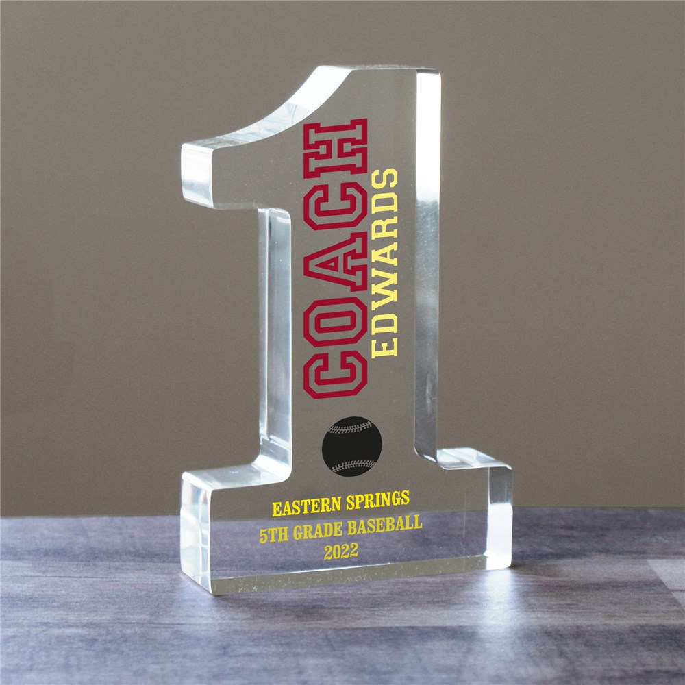 Personalized Number One Coach Acrylic Keepsake | GiftsForYouNow