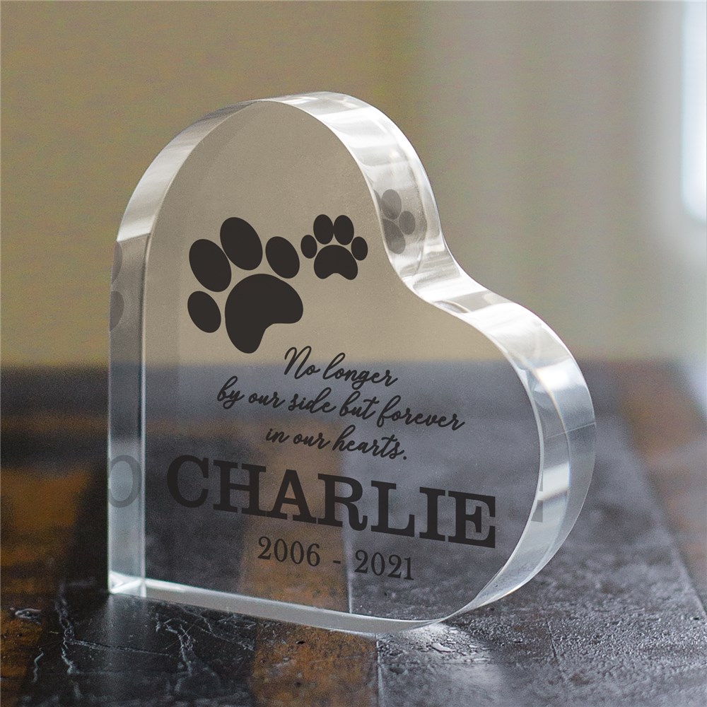Personalized Dog Paw Prints Memorial Heart Keepsake | GiftsForYouNow