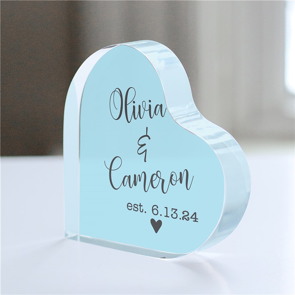 Personalized Names & Date Large Acrylic Heart Keepsake