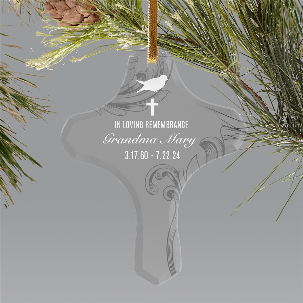 Personalized Glass Cross Memorial Ornament