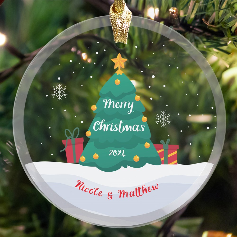 Personalized Round Glass Christmas Snow Globe Ornament