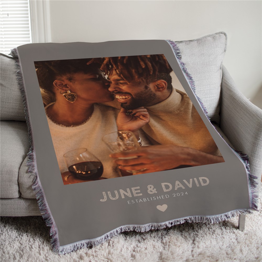Personalized Couples Photo Afghan Throw