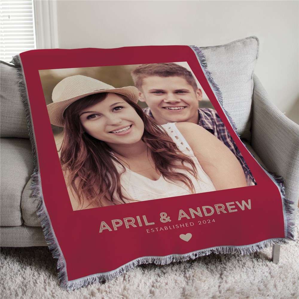 Personalized Couples Photo Afghan Throw