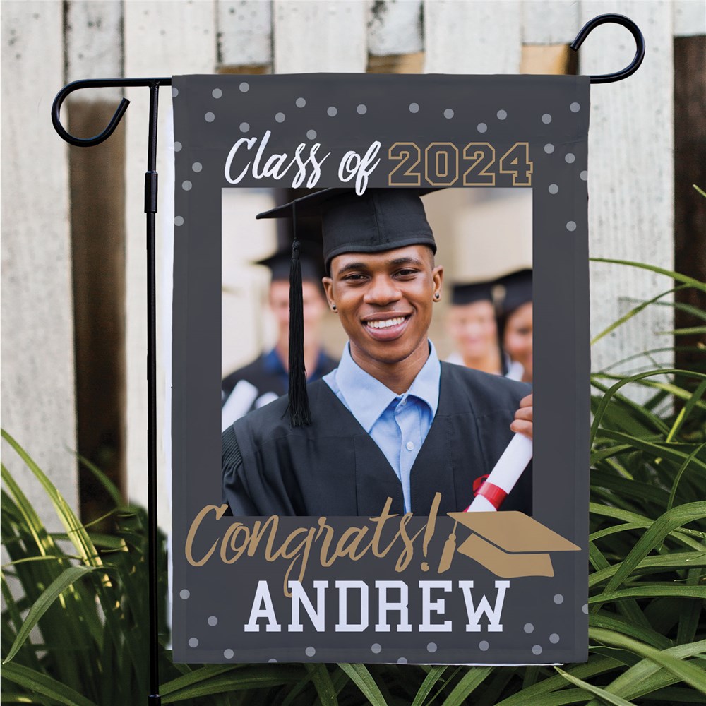 Personalized Class Of With Confetti Graduation Garden Flag