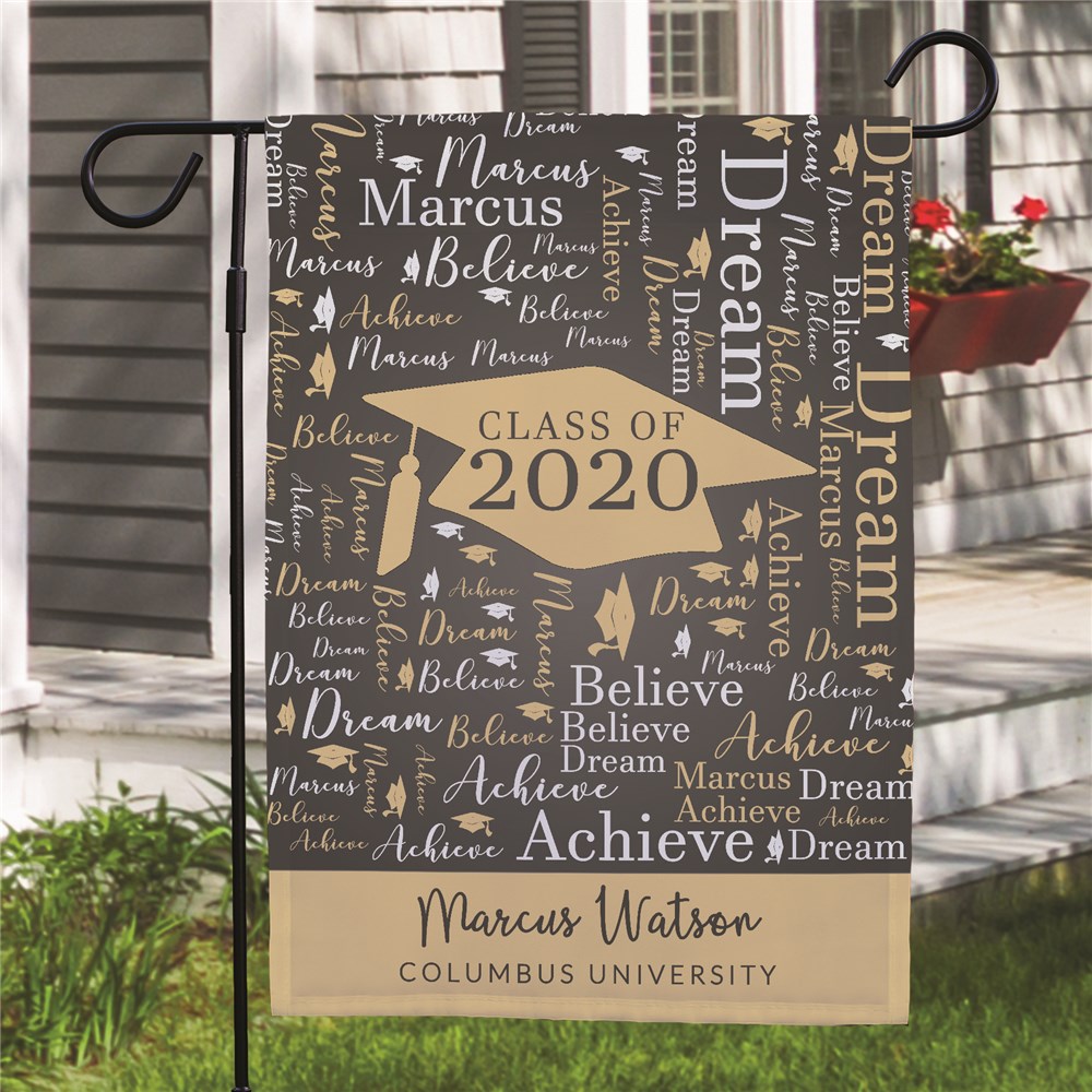 Personalized Class Of Graduation Word-Art Garden Flag
