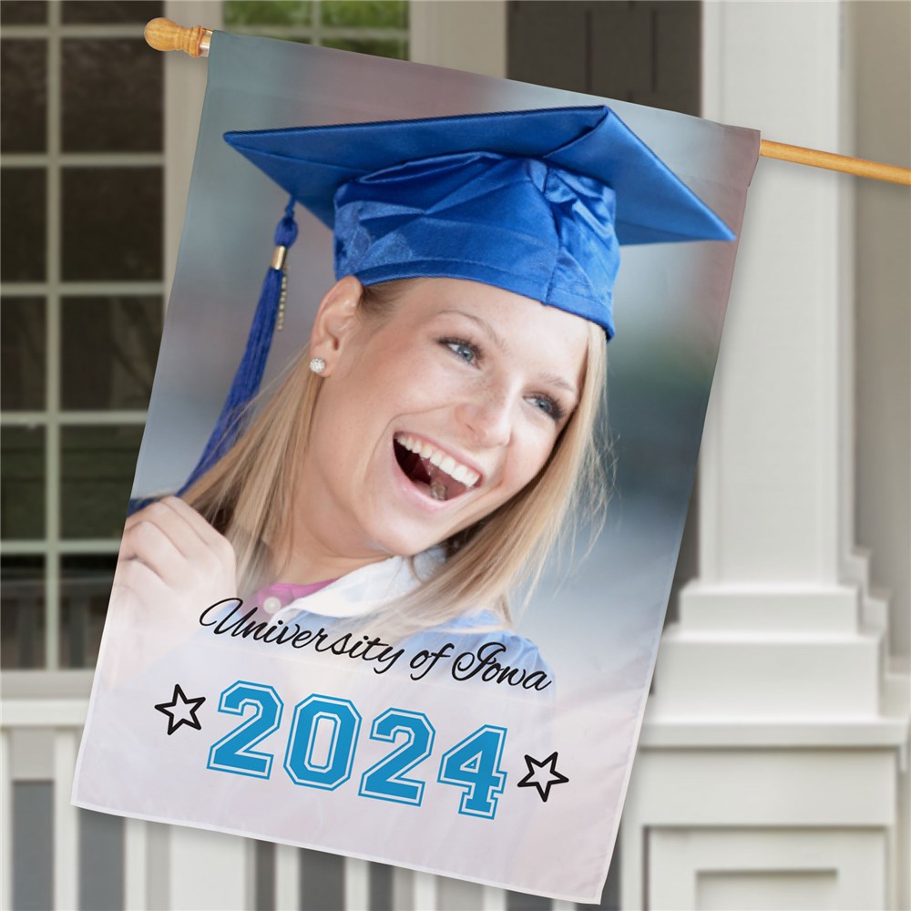 Personalized Graduation Photo House Flag | GiftsForYouNow