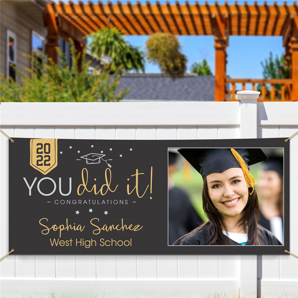 Personalized You Did It Graduation Banner | Congrats Grad Banner