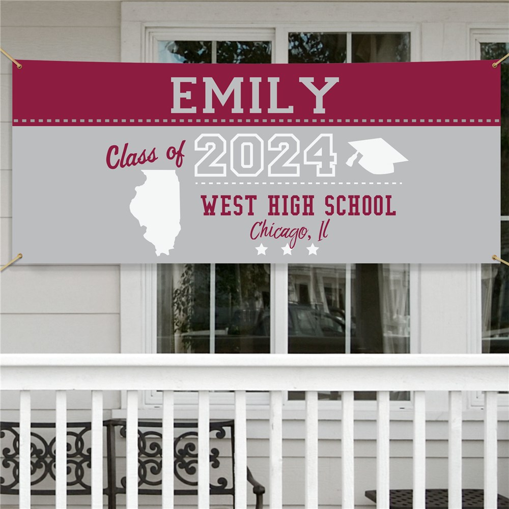 Personalized Class Of With State Graduation Banner | GiftsForYouNow