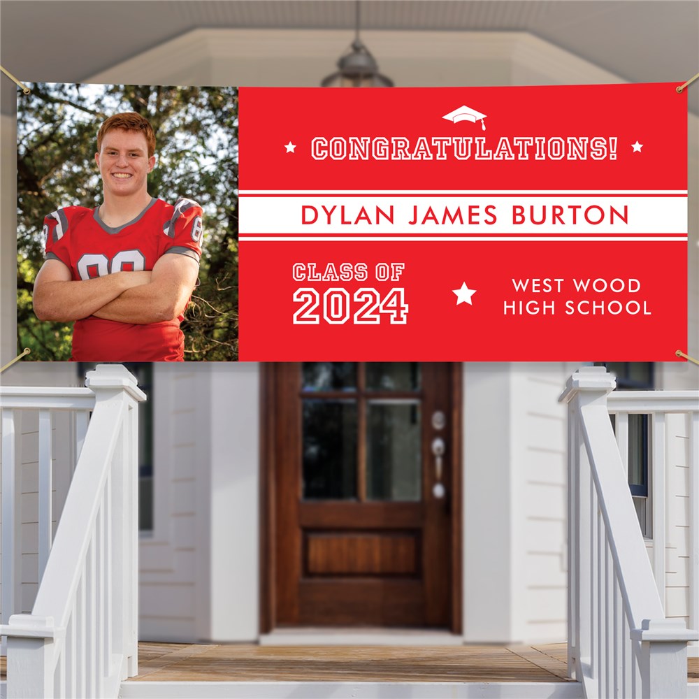 Personalized Congratulations Grad Photo Banner with Stripe