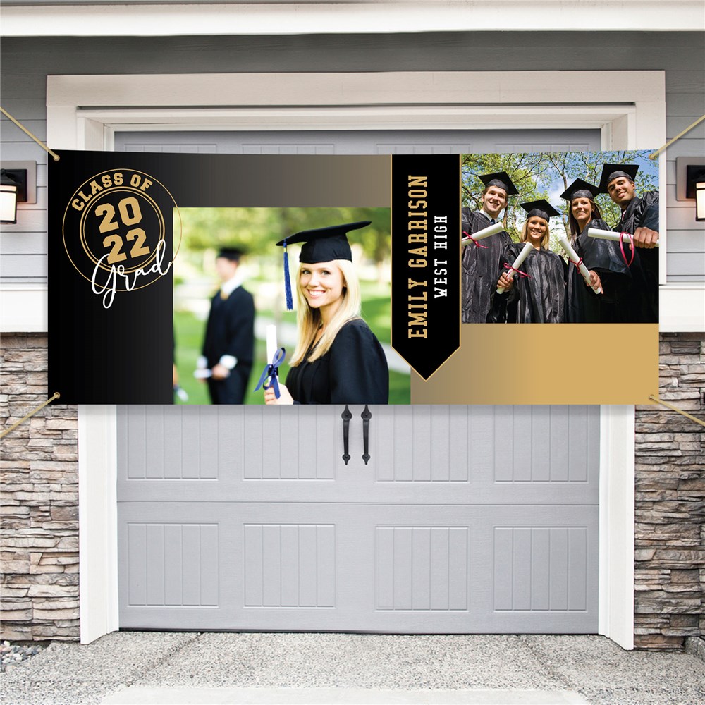 Personalized Graduation Banner with Two Photos & Grad Year