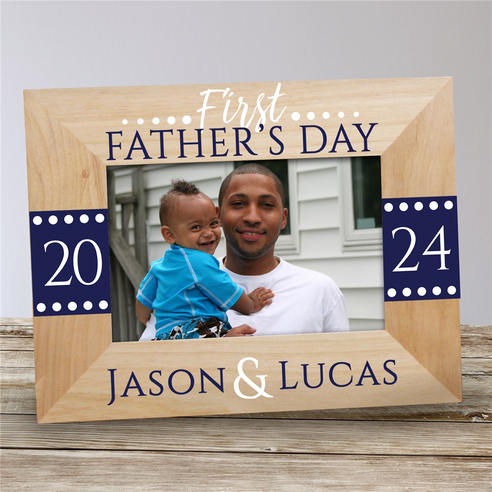 Personalized Wood First Fathers Day Picture Frame | GiftsForYouNow