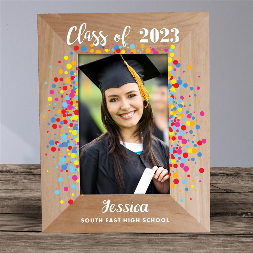 Personalized Colorful Confetti Wood Graduation Picture Frame