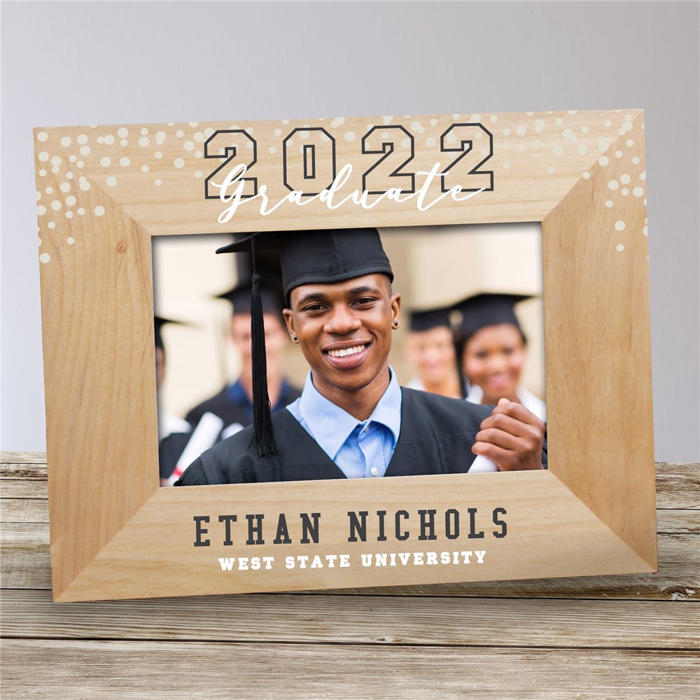 Personalized Graduation Wood Frame with Confetti Design