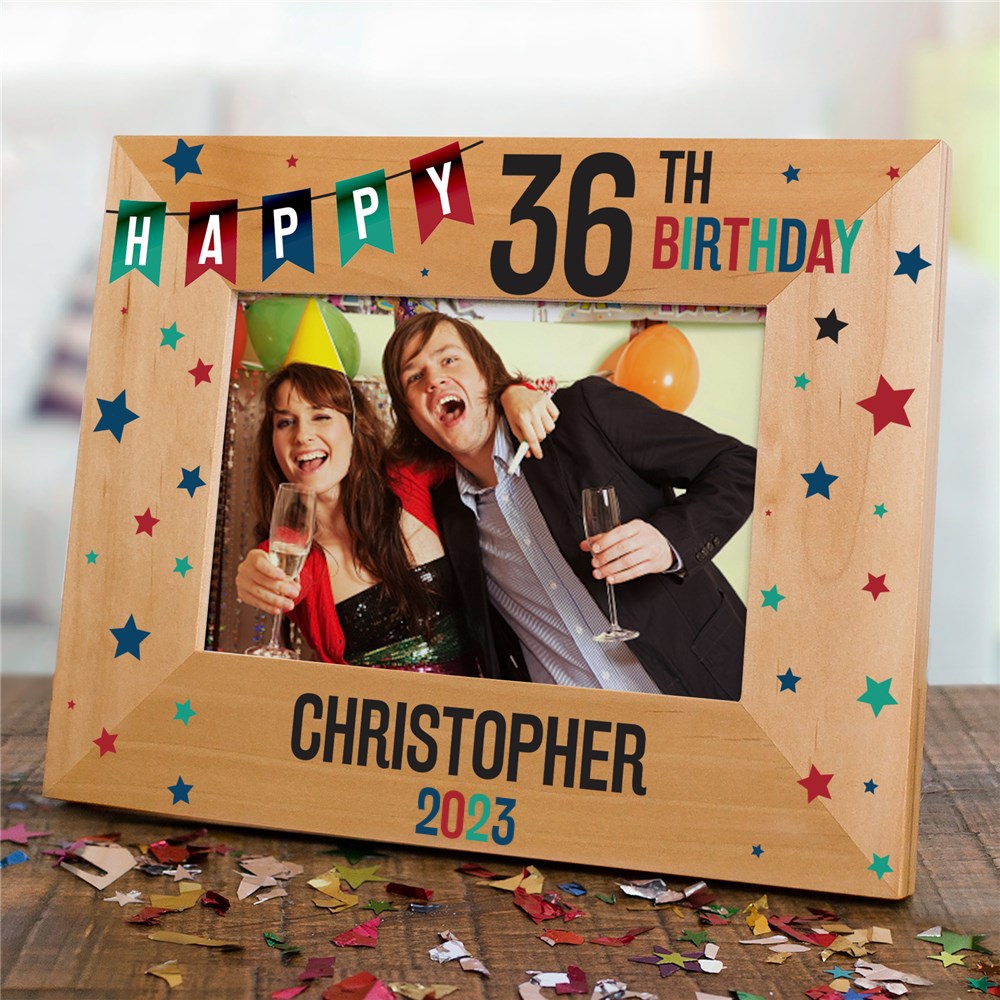 Personalized Happy Birthday Banner Wood Picture Frame