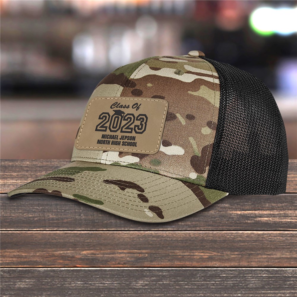Personalized Graduation Camo Trucker Hat with Patch