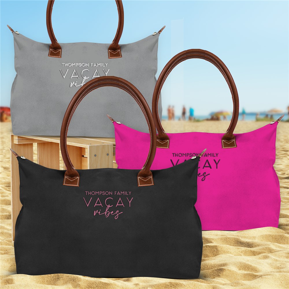 Embroidered Family Vacay Vibes Tote Bag
