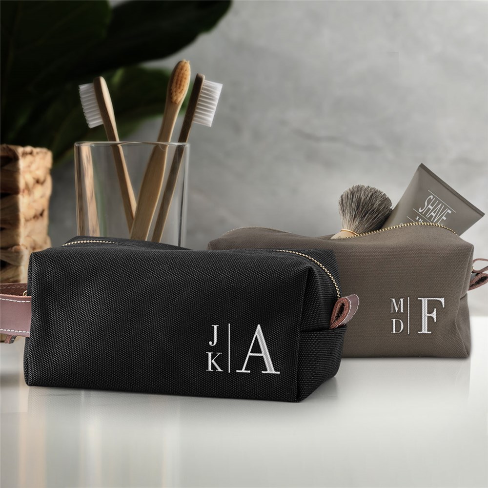 Embroidered Monogram Canvas Dopp Kit