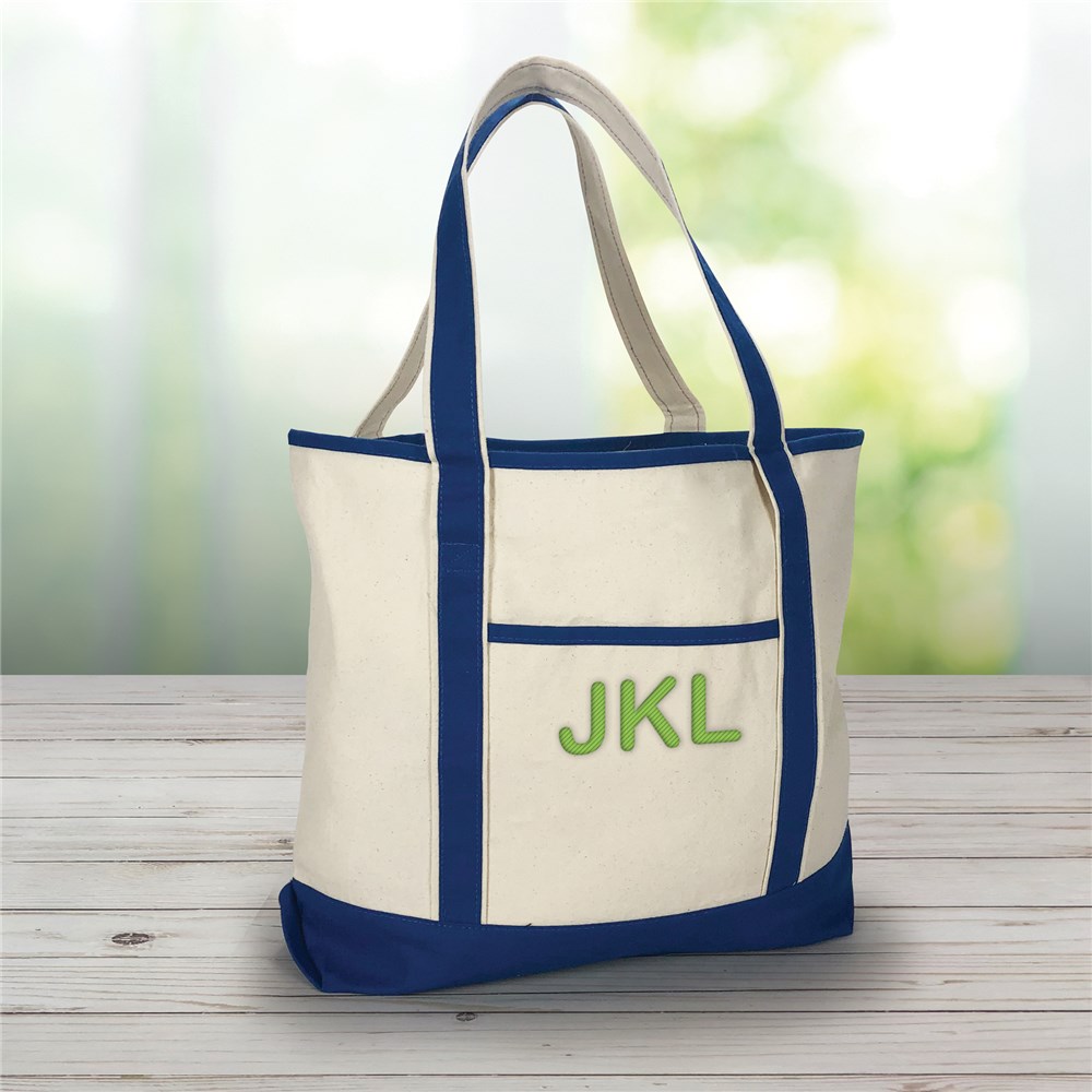 Embroidered Initials Canvas Tote Bag | GiftsForYouNow