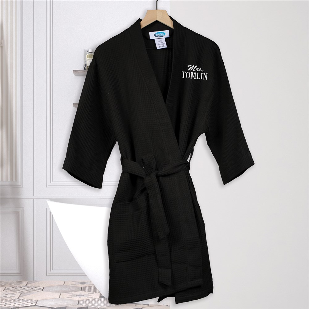 Embroidered Initial Waffle Weave Robe | GiftsForYouNow