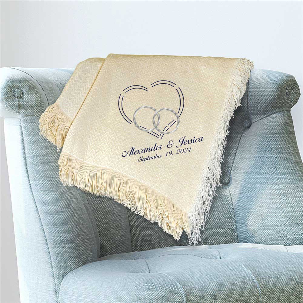 Embroidered Wedding Afghan | GiftsForYouNow
