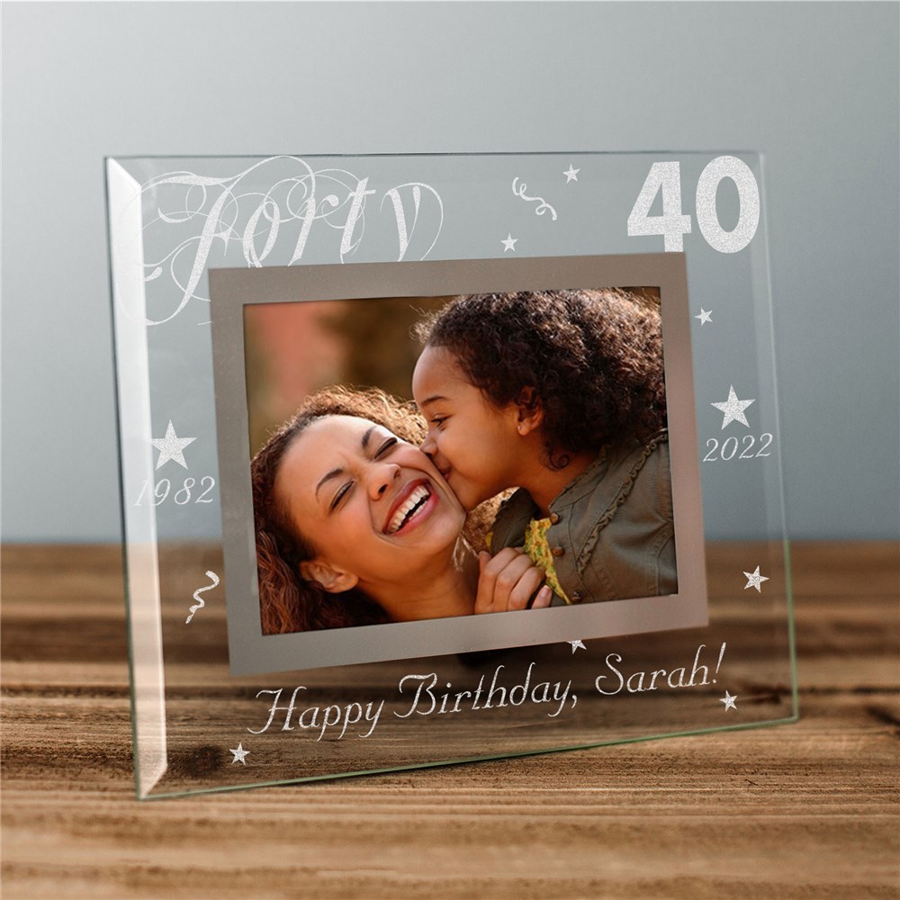Engraved 40th Birthday Glass Picture Frame | GiftsForYouNow