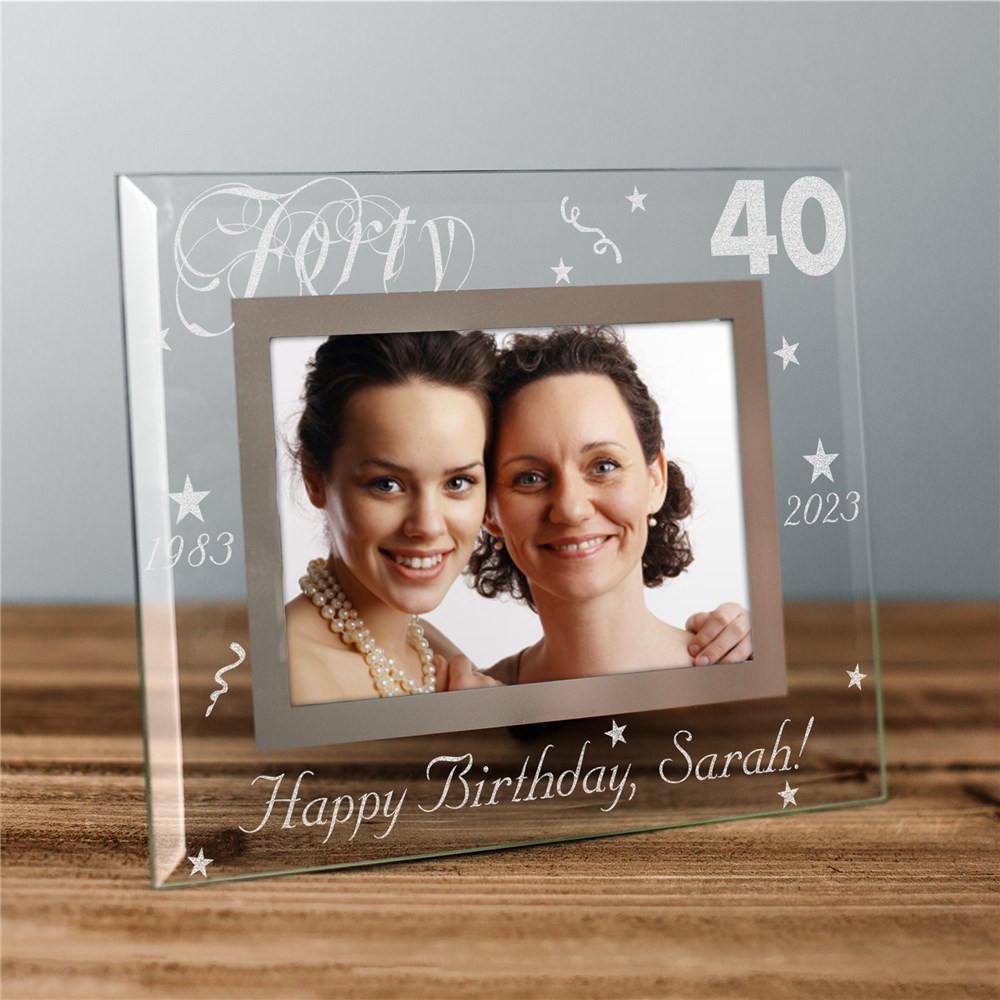 Engraved 40th Birthday Glass Picture Frame | GiftsForYouNow