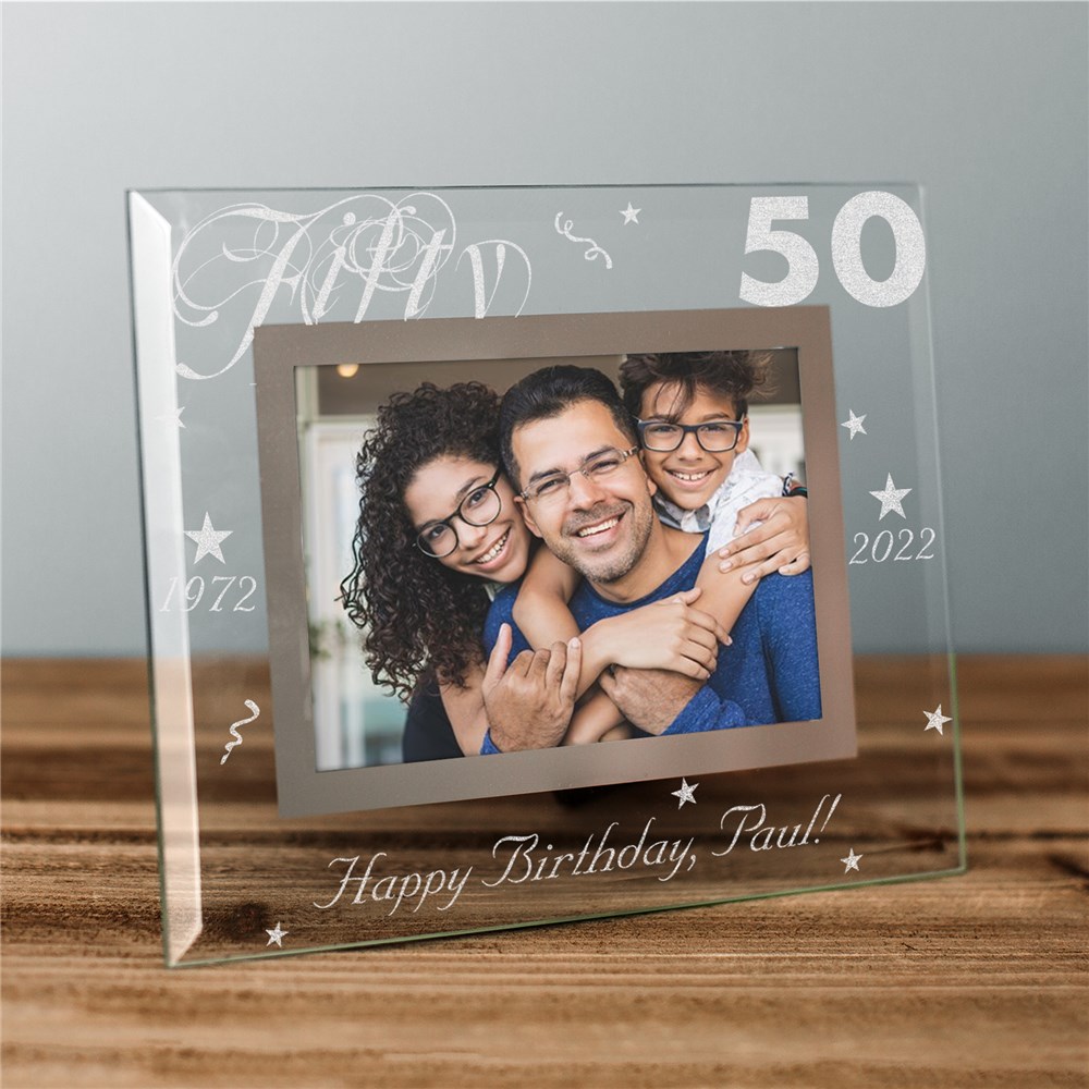 Engraved 50th Birthday Glass Picture Frame | GiftsForYouNow