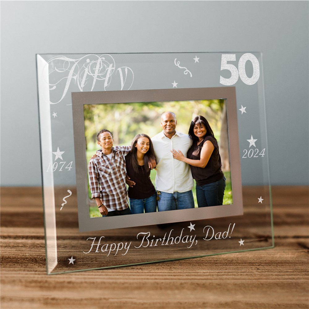 Engraved 50th Birthday Glass Picture Frame | GiftsForYouNow