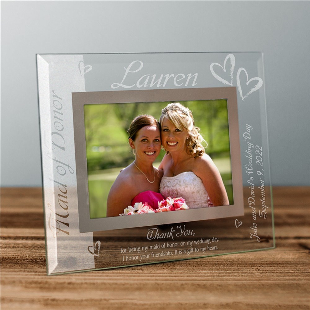 Personalized Maid of Honor Glass Picture Frame | GiftsForYouNow