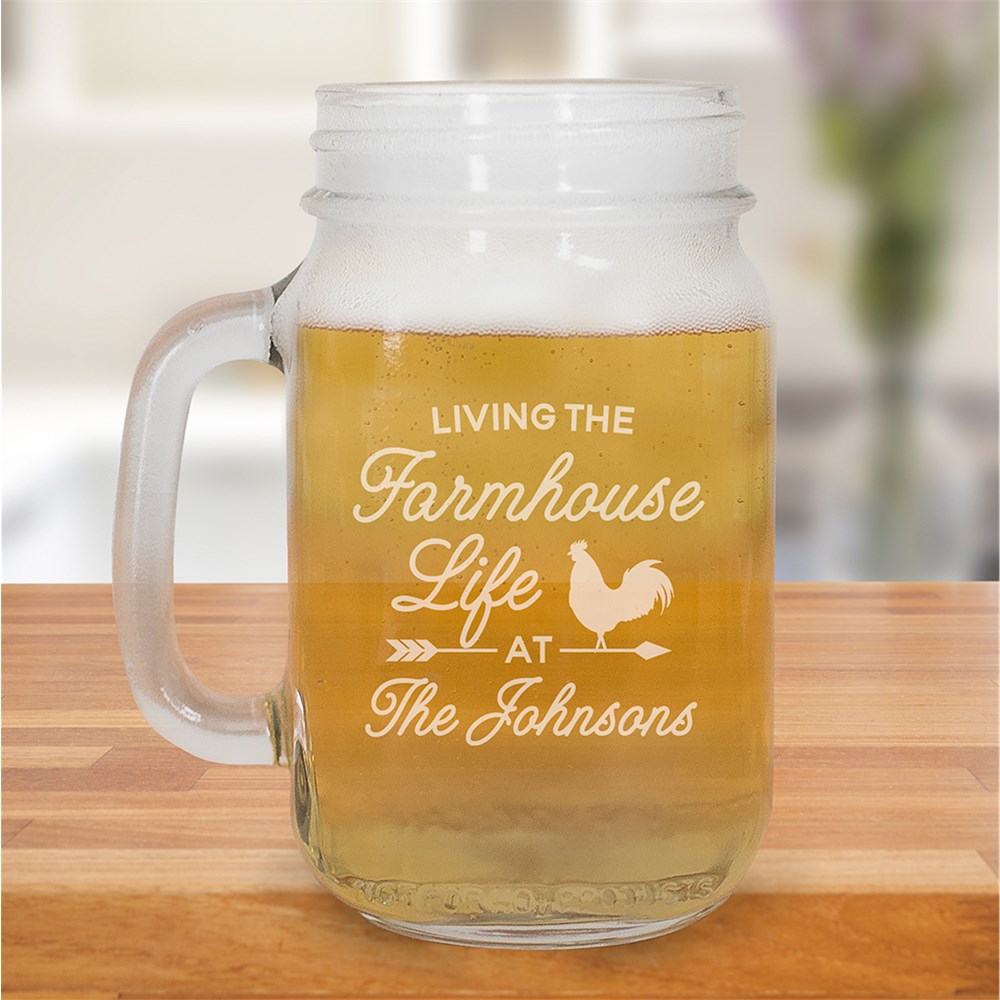 Engraved Farmhouse Life Mason Jar | GiftsForYouNow