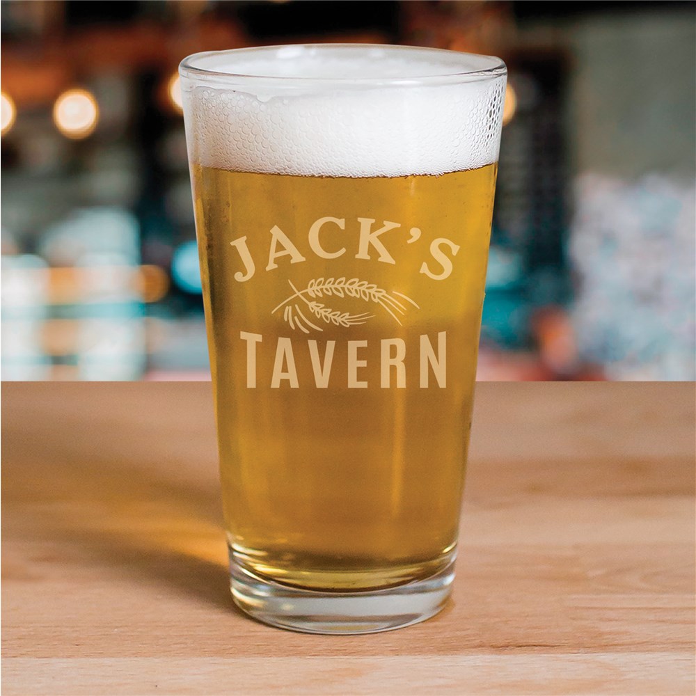 Engraved Wheat Tavern Pint Glass | GiftsForYouNow