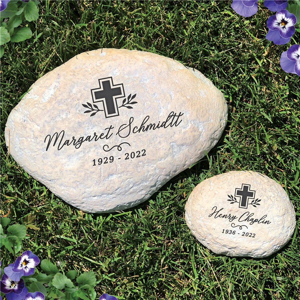 Personalized Cross Memorial Garden Stone | GiftsForYouNow