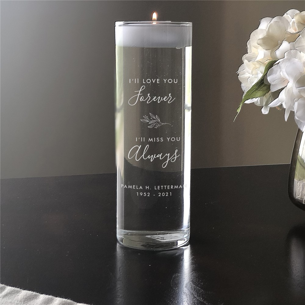 Engraved Love You Forever Miss You Always Floating Candle Vase