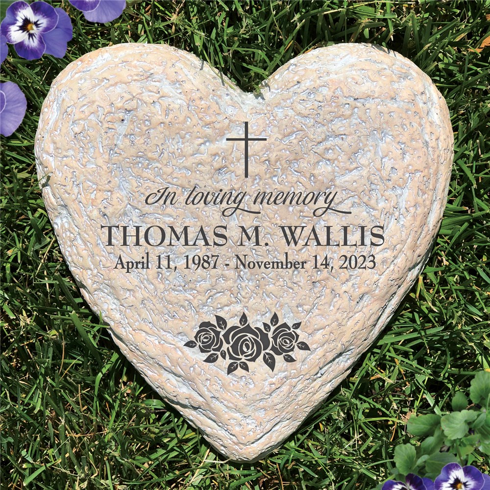 Engraved In Loving Memory Heart-Shaped Memorial Garden Stone