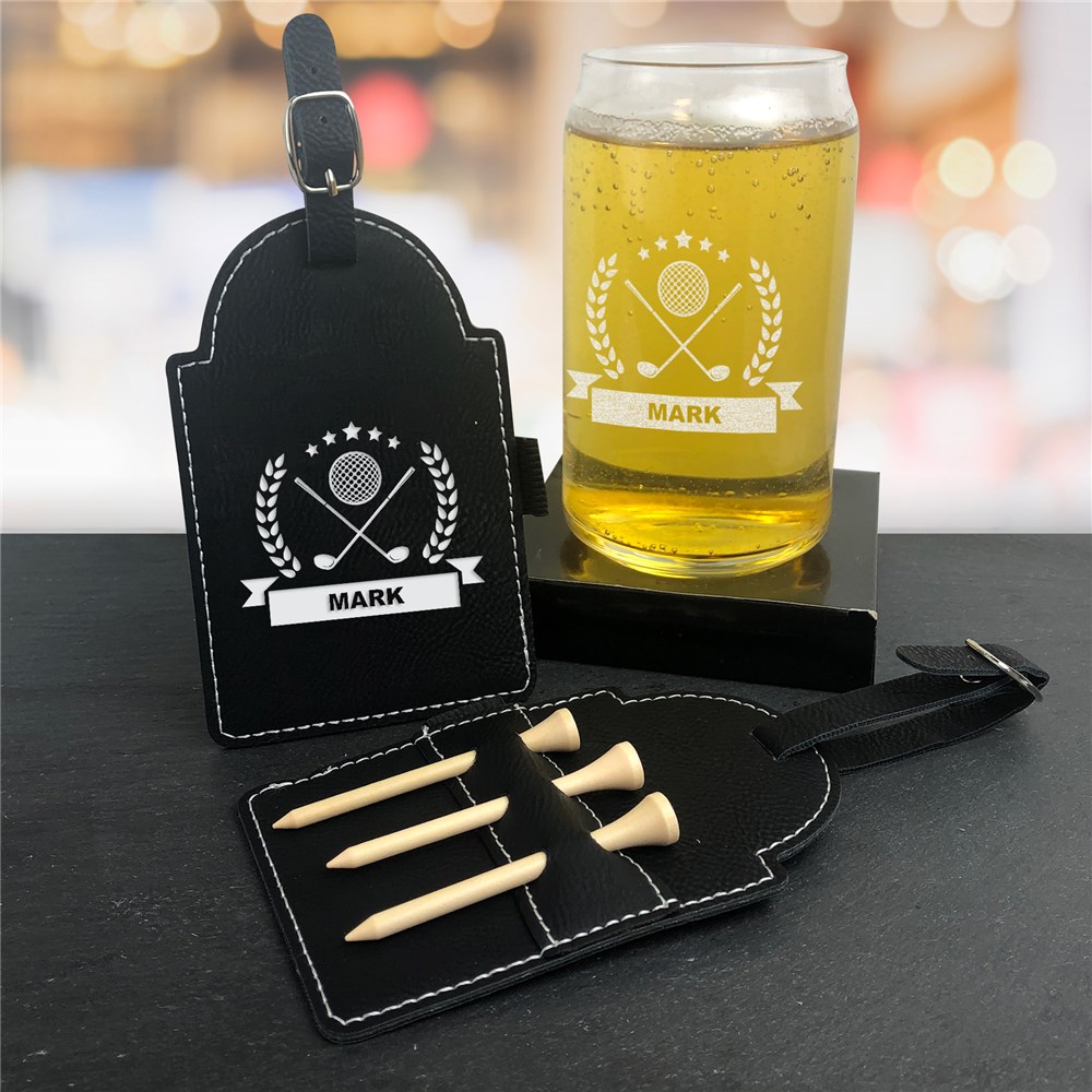 Engraved Crossed Golf Clubs Gift Set