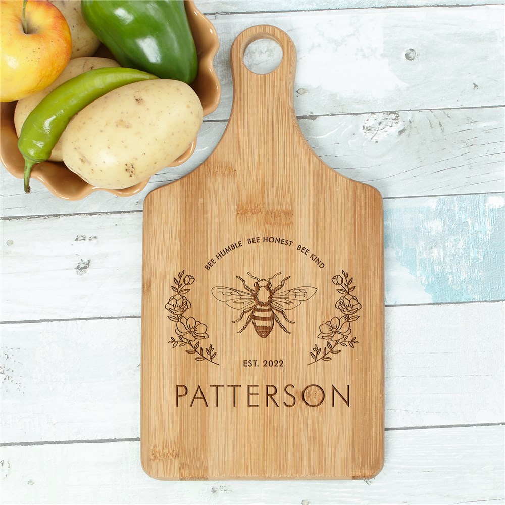 Engraved Paddle Cutting Board with Bee Design | GiftsForYouNow